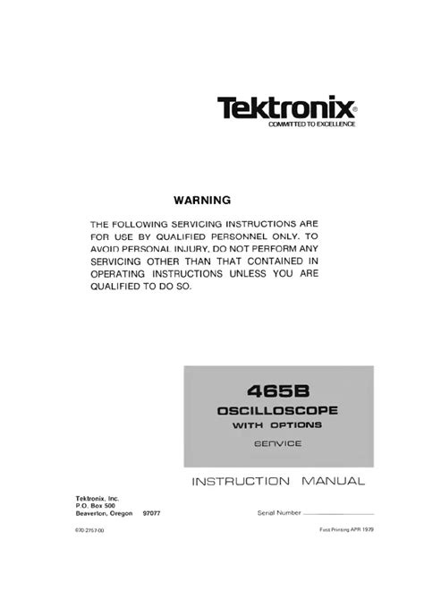 Tektronix 465b Oscilloscope Service Manual Opweb The Free Download Archive
