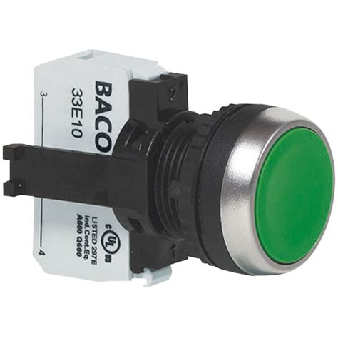 Baco L21aa82b Green Flat Push Button 600v 10a Switch With Chrome Plated