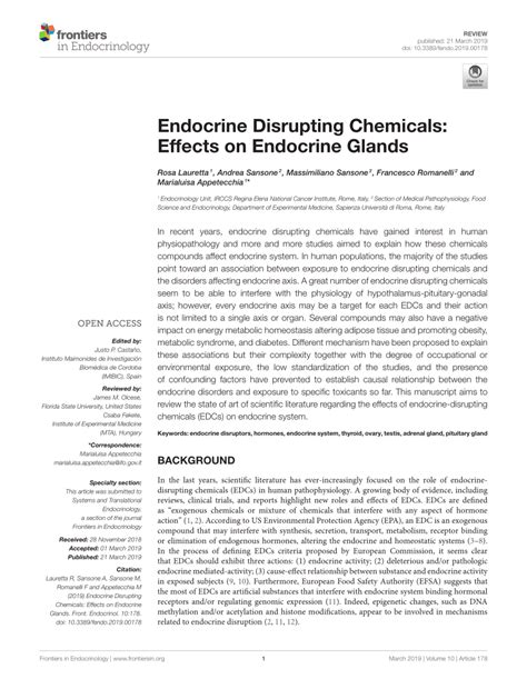 Pdf Endocrine Disrupting Chemicals Effects On Endocrine Glands