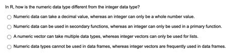 solved in r how is the numeric data type different from the