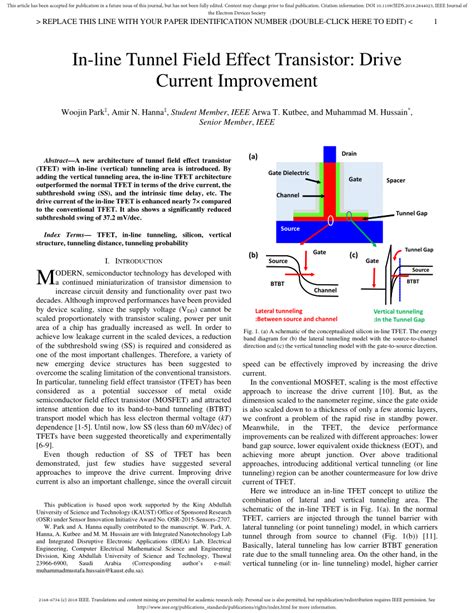Pdf In Line Tunnel Field Effect Transistor Drive Current Improvement