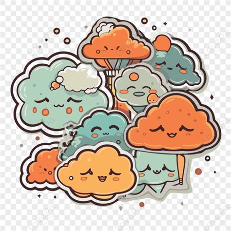 귀여운 귀엽다 구름 스티커 클립 아트 벡터상표 Png 일러스트 무료 다운로드 Lovepik