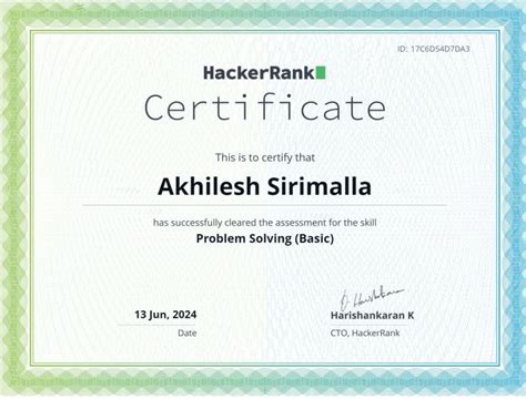 Hackerrank Problemsolving Programmingskills Certification Achievementunlocked Akhilesh