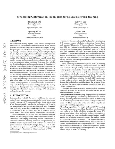 Pdf Scheduling Optimization Techniques For Neural Network Training