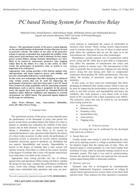 PDF PC Based Testing System For Protective Relay