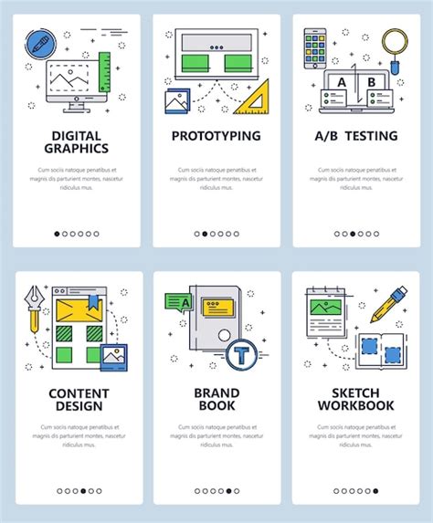 Premium Vector Vector Web Site Linear Art Onboarding Screens Template