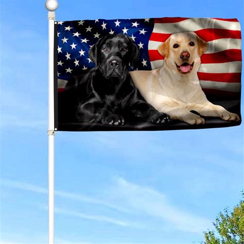 Bayyon Black Lab And Yellow Lab Grommet Flag Labrador Retriever American Flag Banner With