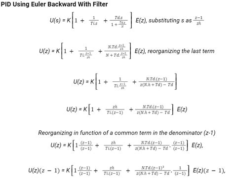 Discrete Signals Recursive Equation Of Eulers Backward Pid With
