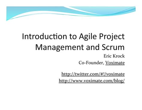 introduction to agile project management and scrum ppt