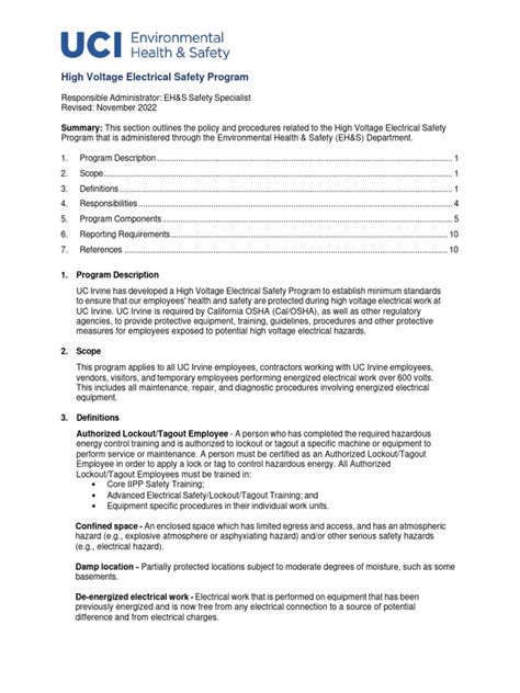 5 High Voltage Electrical Safety Program Pdf