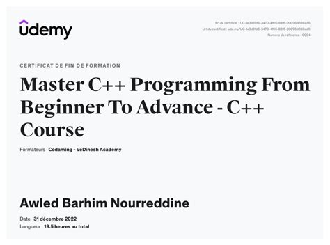 Noureddine Awled Brahim On Linkedin Udemy Course Completion Certificate