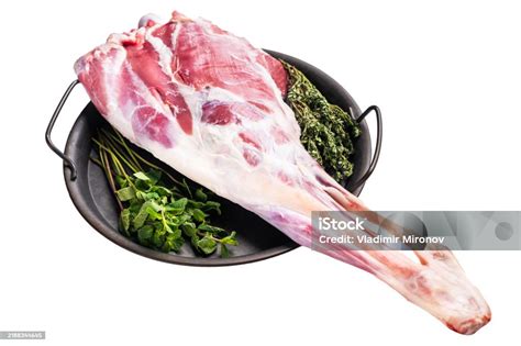 익히지 않은 전체 양고기 다리 흰색 배경에 고립 된 요리를위한 허브와 생 양고기 상의 View 0명에 대한 스톡 사진 및 기타 이미지 Istock