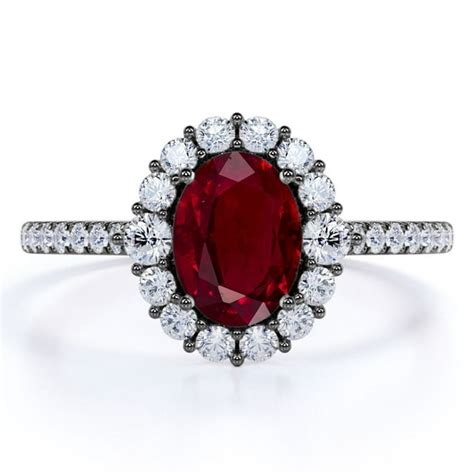 Jeenmata 15 Carat Oval Shaped Art Deco Synthetic Ruby Engagement Ring