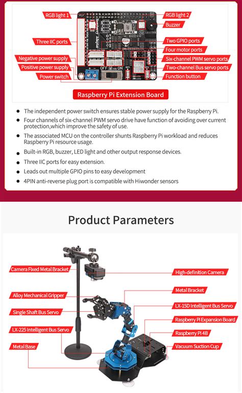 Hiwonder Raspberry Pi 4b Ai Vision 6 Dof Robotic Arm Python Program T