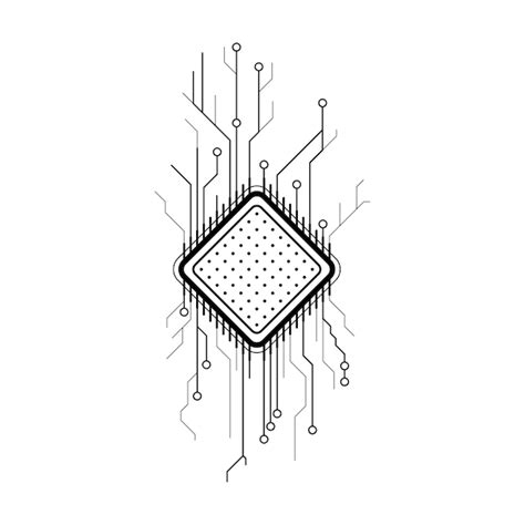 Premium Vector Abstract Black Simple Line Cpu Computer Technology Doodle Outline Element