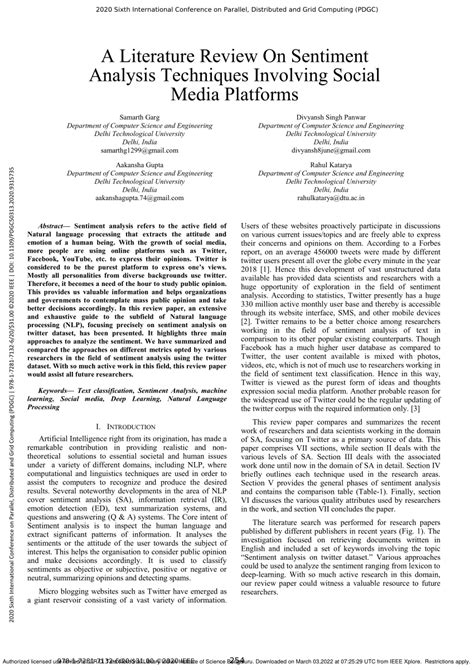 Pdf A Literature Review On Sentiment Analysis Techniques Involving Social Media Platforms