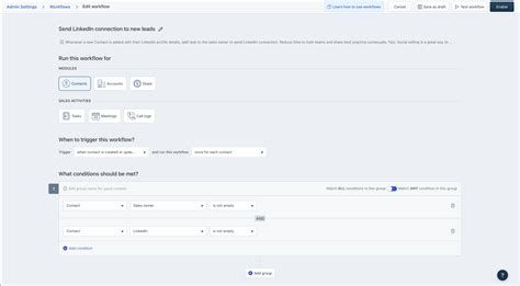Workflow Send Linkedin Connection To New Leads Freshsales