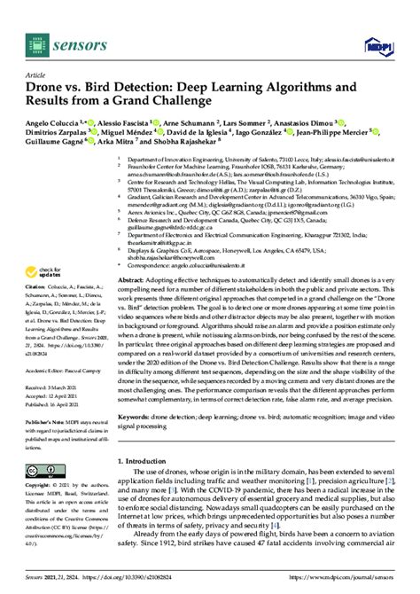 Pdf Drone Vs Bird Detection Deep Learning Algorithms And Results