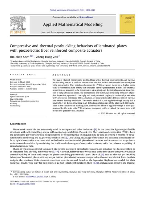 Pdf Thermal Buckling And Postbuckling Of Functionally Graded Fiber Reinforced Composite