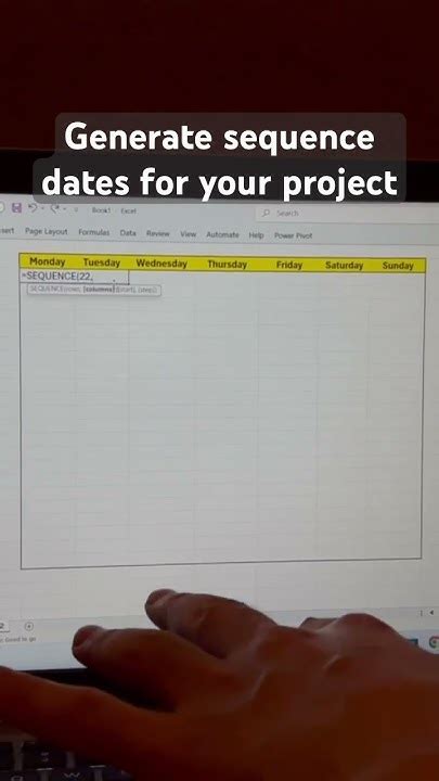 Use Sequence Function In Excel To Generate Dates For Project Youtube