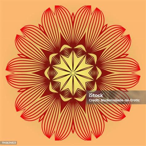 장식용 원 패턴입니다 성스러운 동양 만다라 색상 꽃 장식입니다 벡터 일러스트입니다 색칠 하기 책 카드 초대장 문신 안티 스트레스 치료 패턴입니다 레드 오렌지 골드 컬러 0