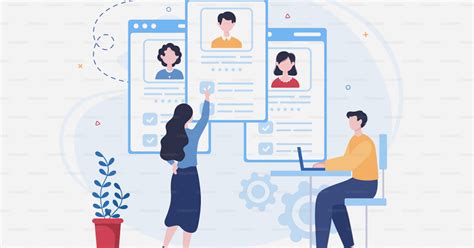 고용 기관 채용 또는 배치 직업 서비스 평면 만화 일러스트레이션에서 숙련되고 경험이 풍부한 직업 노동자와 함께 벡터 Unsplash의 사람 이미지