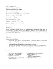LAB 5 Newton S Second Law Docx PHY 223 Lab Report 5 Newton S Second Law Your Name Jackie