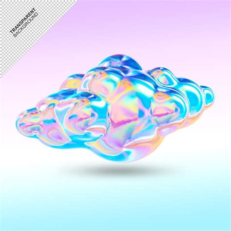 Premium Psd Psd 3d Holographic Glass Cloud Shape