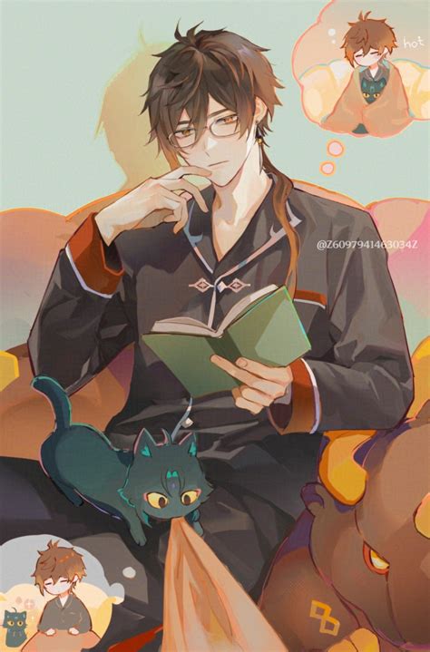 Zhongli Xiao And Azhdaha Genshin Impact Drawn By Z Z Danbooru