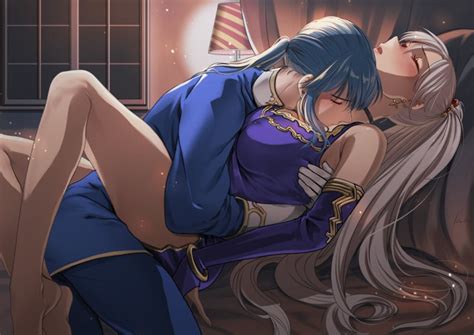 Rule 34 1boy 1girl 1girls Barefoot Bed Bedroom Blue Hair Breasts