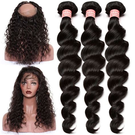 360 Frontal Closure With 3 Bundles Loose Wave Brazilian Virgin Hair 360