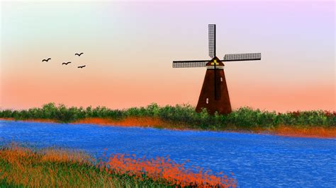 배경 화면 풍차 비슷한 것 생태 지역 Natural Landscape 자연 환 경 밀 People In Nature 햇빛 목초지 바람 농장 수평선 경치