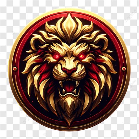 Golden Roaring Lion Head Mascot Angry Face Emblem Logo Roaring Lion