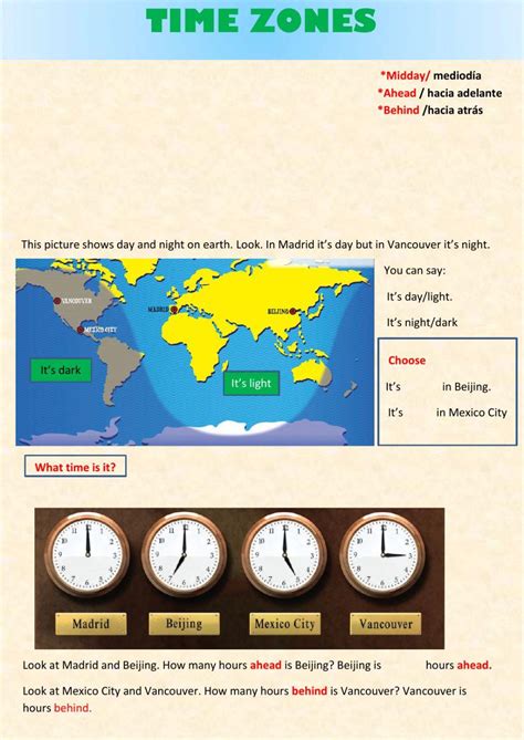World Time Zones Esl Worksheet By Fenixgirl Worksheets Library