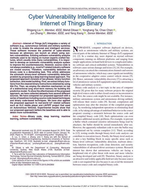 Cyber Vulnerability Intelligence For Internet Of Things Binary Pdf