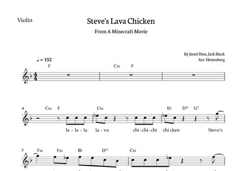 Steves Lava Chicken Arr Heisenberg By Jack Black Sheet Music For