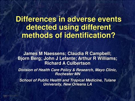 Ppt Differences In Adverse Events Detected Using Different Methods Of Identification