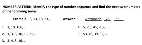 Solved NUMBER PATTERN Identify The Type Of Number Sequence Chegg Com