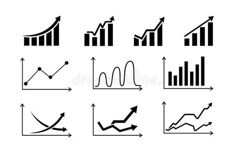Set Graphs Iconsgrowing And Decreasing Chart Data Statistics Vector Stock Vector