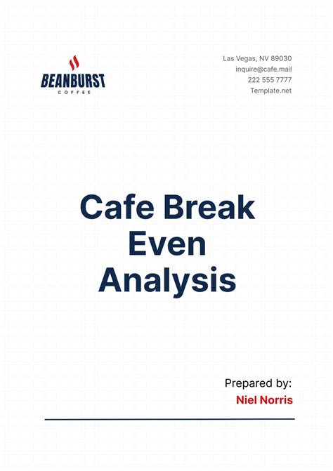 Free Cafe Break Even Analysis Template To Edit Online