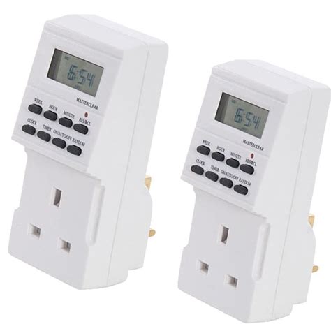 2 X 7 Day Digital Lcd Electronic Plug In Program 12 24 Hour Timer Switch Socket