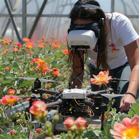 Premium Photo Artificial Pollination Using Drones Automation Of The Agricultural Sector