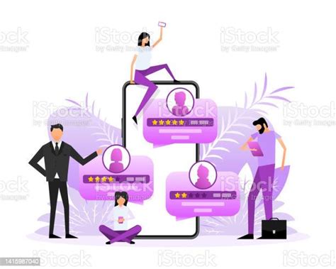 노트북 화면에 금색 별 아이콘이있는 고객 리뷰 플랫 스타일의 사람들 벡터 일러스트 레이 션 1위에 대한 스톡 벡터 아트 및 기타 이미지 Istock