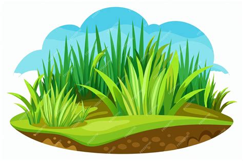 Lush Green Grass Patch With Blue Sky Background Premium Ai Generated