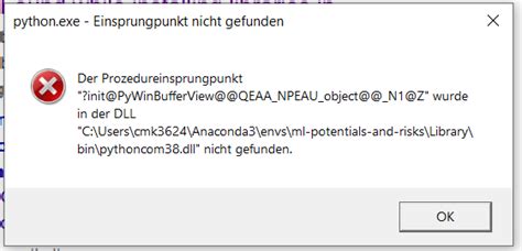 After Updating Conda Environment Python 38 Seems Corrupted Procedure Entry Point In