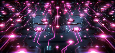 Abstract Digital Circuit Design With Glowing Nodes And Interconnected Lines Background Circuit