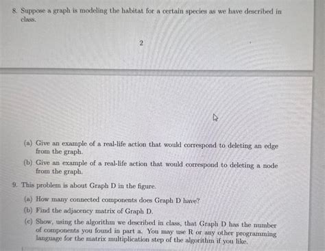 Solved 8 Suppose A Graph Is Modeling The Habitat For A