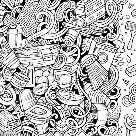 욕실 손으로 그린 벡터 낙서 그림입니다 욕실 룸 프레임 카드 디자인 욕실에 대한 스톡 벡터 아트 및 기타 이미지 욕실 벡터 가구 Istock