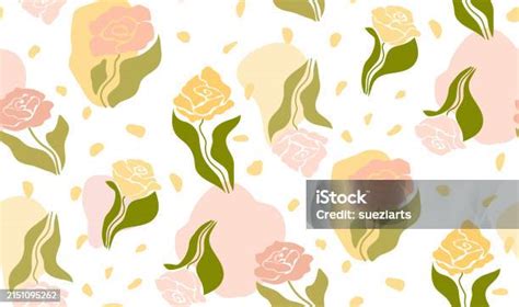 화려한 꽃밭 추상 꽃 완벽 한 패턴입니다 벡터 일러스트 레이 션 장미 정원 복고풍 디자인 섬유 인쇄 강렬하고 밝은 색상에 대한 스톡 벡터 아트 및 기타 이미지 Istock