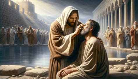 Jesus Heals The Blind Man Sight Restored By Faith Gospel Art Etsy